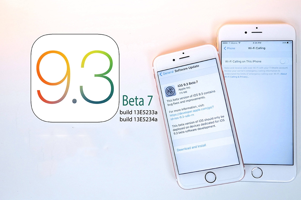 iOs 9.3 beta 7 đã có sẵn, người dùng có thể tải về dùng thử